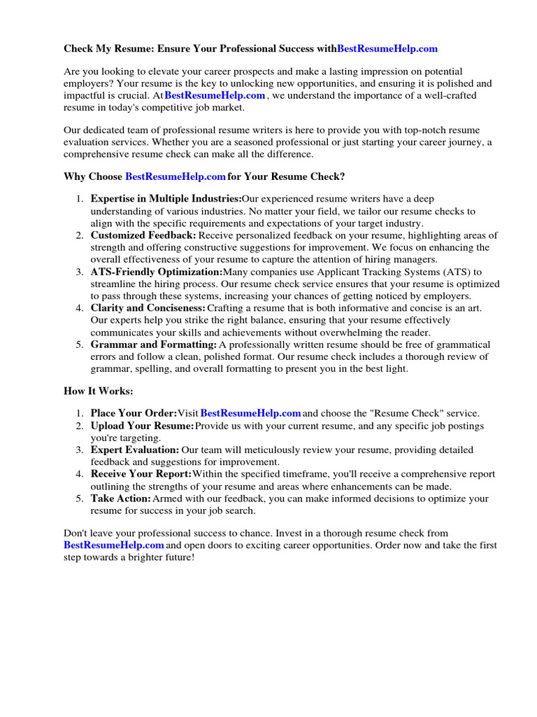 Check My Resume | PDF | Résumé | Expert