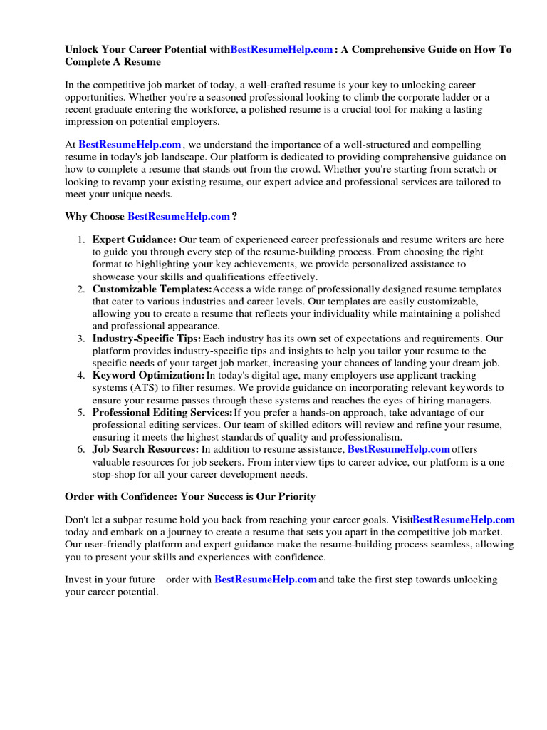 How To Complete A Resume | PDF | Résumé