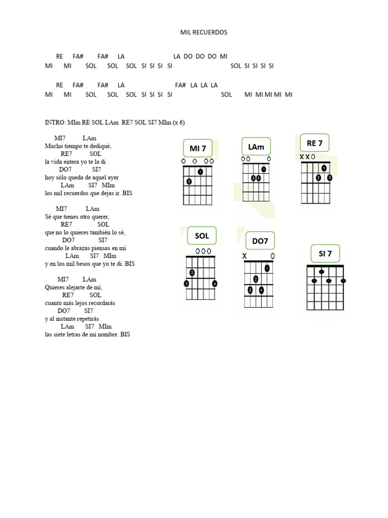 LETRA Y ACORDES DE MIL RECUERDOS GRUPO FEMENINO BOLIVIA Zampoña | PDF