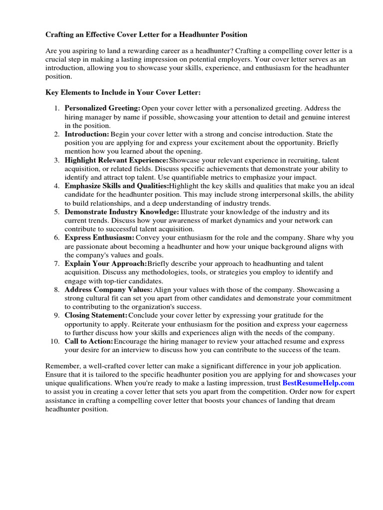 Cover Letter Tips for Headhunter Roles | PDF | Recruitment | Résumé