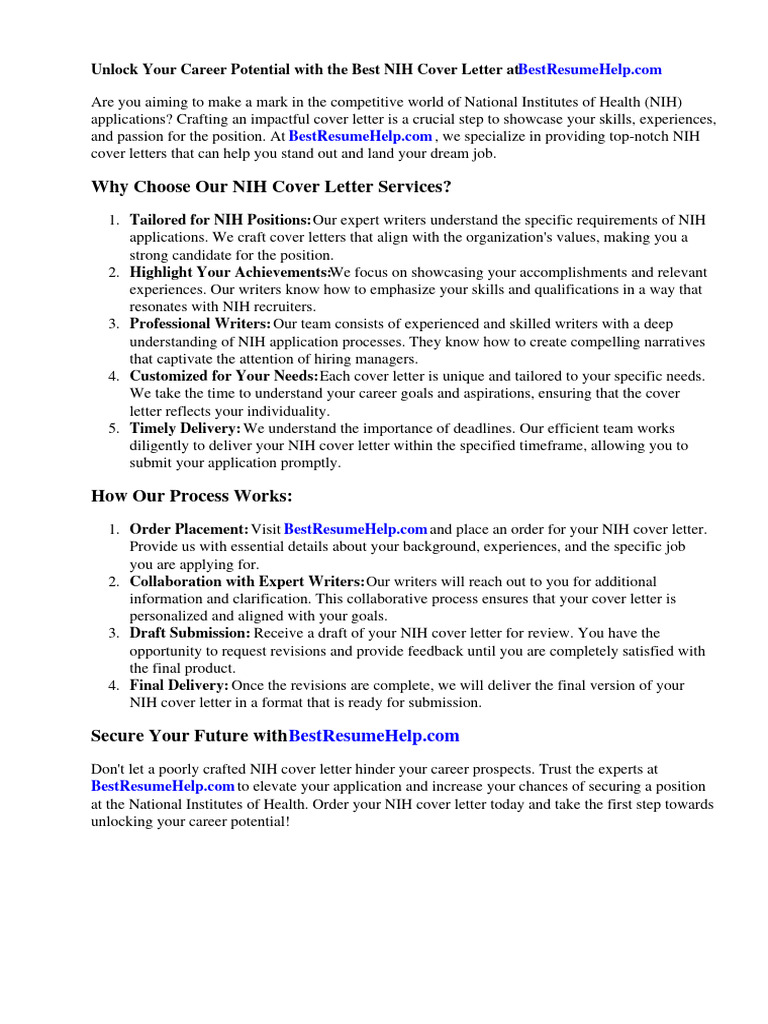 Nih Cover Letter | PDF | National Institutes Of Health