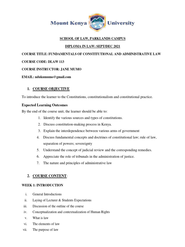 Fundamentals of Constitutional Law Course Outline 2 | PDF ...