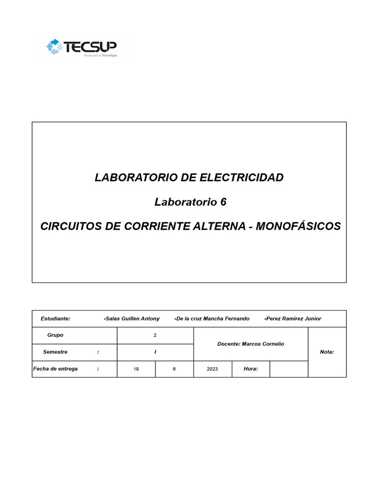 Lab 6 alumno C21E G2 - LAB 6 (3) | PDF | Inductor | Corriente eléctrica
