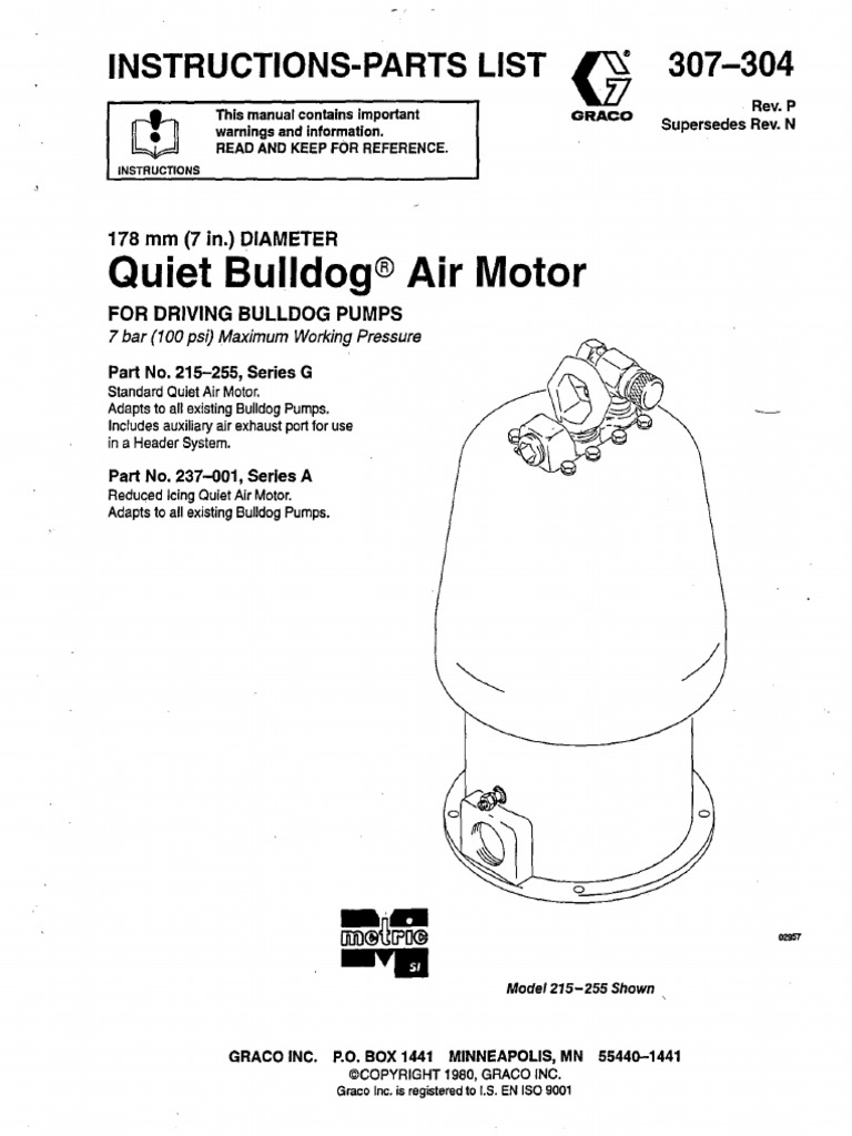 Bomba Bulldog 215-255 - Instrucciones y Lista de Parte-Graco | PDF ...