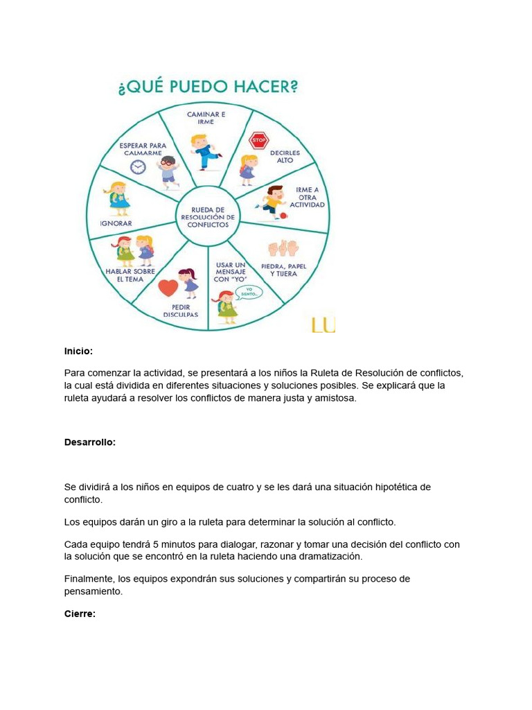 Actividad_ La ruleta de resolución de conflictos | PDF