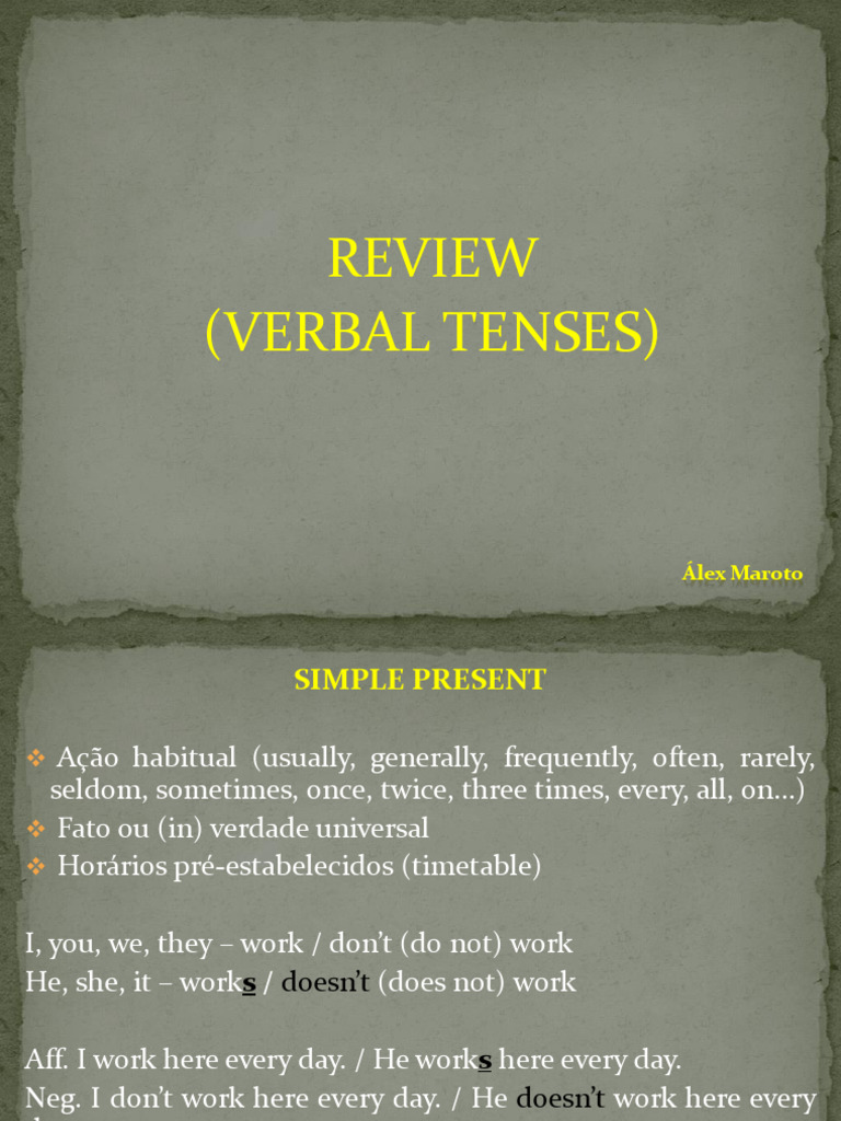 Verbal Tenses - Review | PDF | Linguistics | Grammar