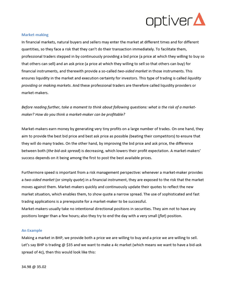 2019 Optiver Fact Sheet | PDF | Option (Finance) | Market Maker