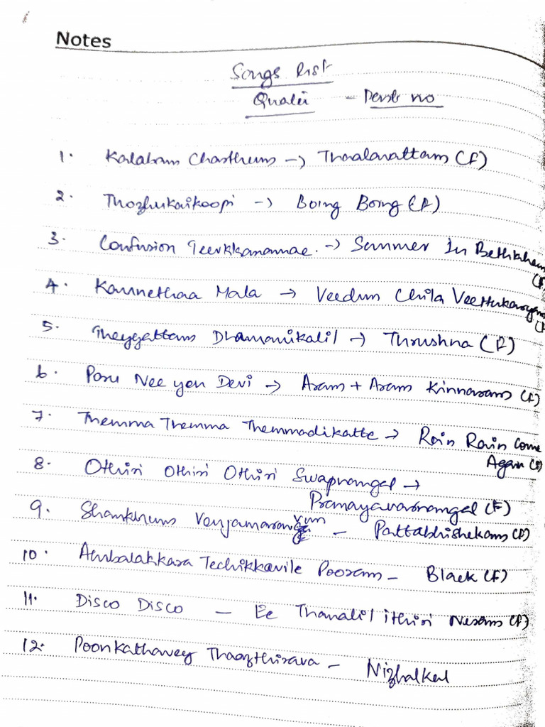 Songs List - Quarter Finals - Fast No | PDF