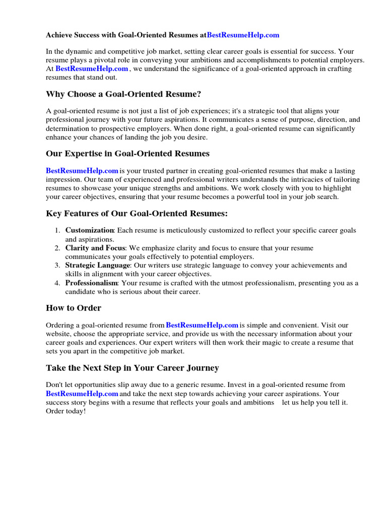 Goal Oriented Resume Examples | PDF | Résumé | Goal