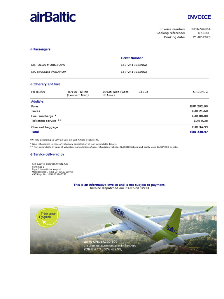Airbaltic Tickets | PDF | Government Finances | Taxes
