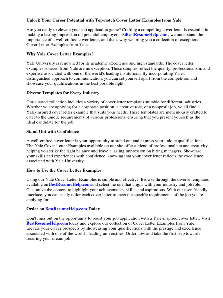 Cover Letter Examples Yale | PDF | Résumé | Yale University