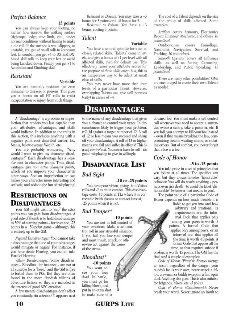 GURPS 4e - Lite-10 | PDF