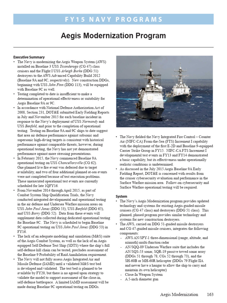 2015 AEGIS Modernisation Programs | PDF | Naval Warfare | Navies