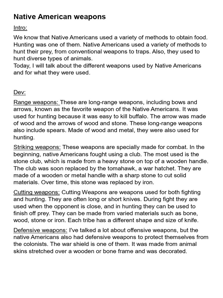 Native American Weapons | PDF | Sports & Recreation | Social Science