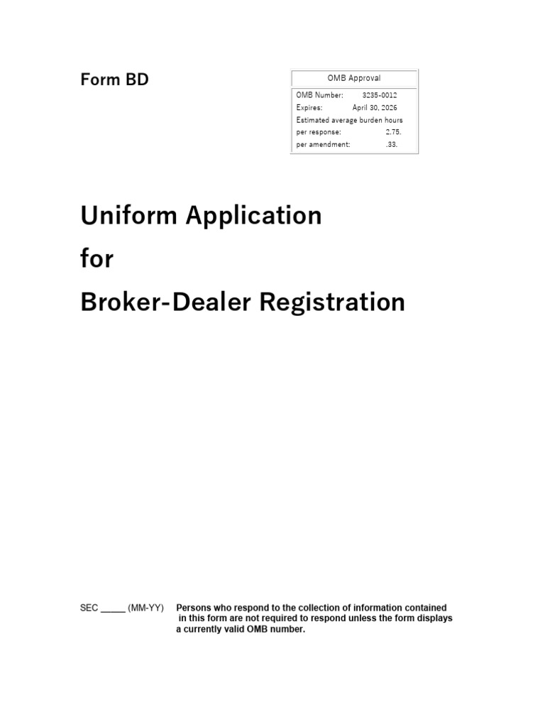 Form BDR | PDF | Securities (Finance) | U.S. Securities And Exchange ...