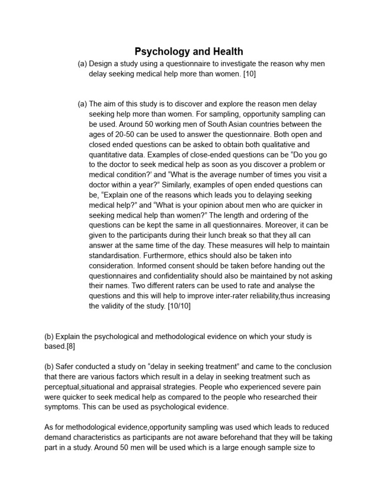 Investigation Why Men Delay Seeking Medical Help | PDF | Methodology ...