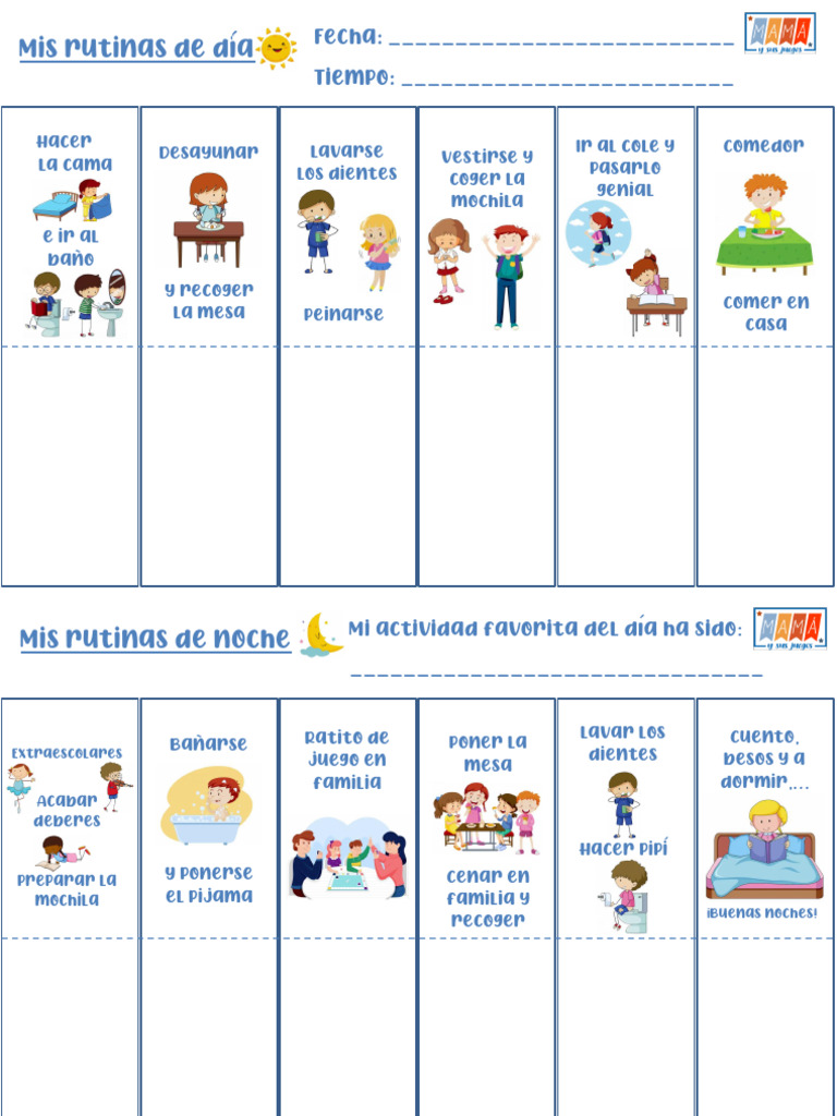 Imprimible Rutinas Vuelta Al Cole | PDF