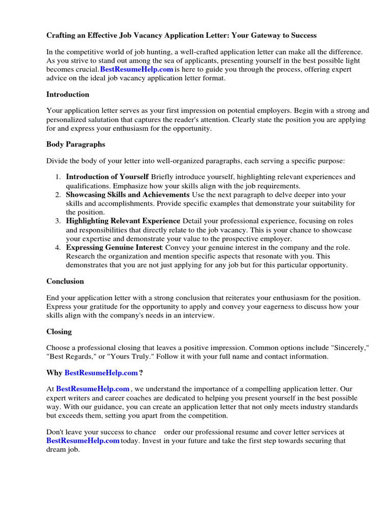 Job Application Letter Format Guide | PDF | Résumé | Employment