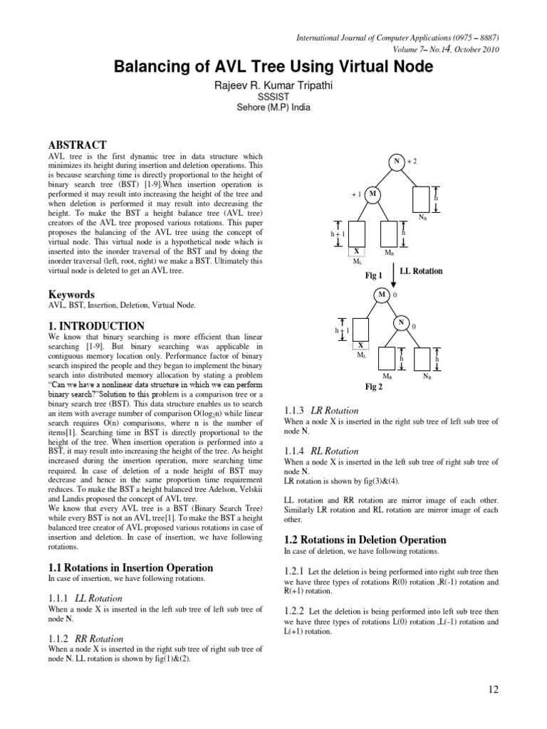 Balancing of AVL Tree Using Virtual Node | PDF | Theoretical Computer Science | Algorithms And ...