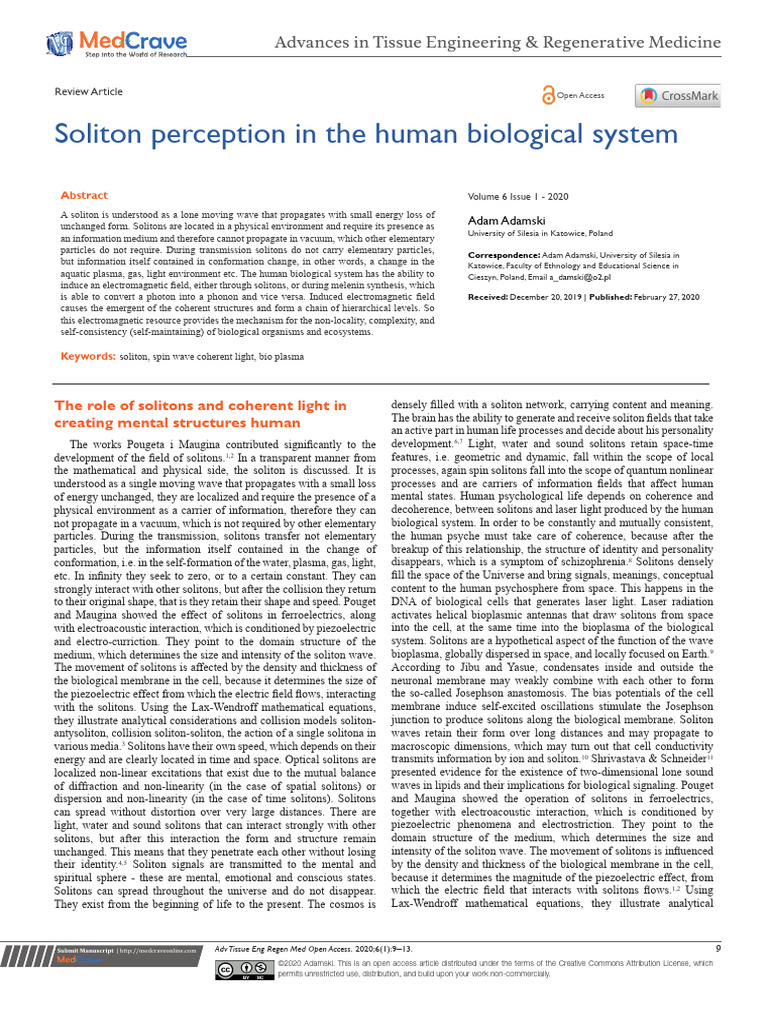 2020 Soliton Perception in The Human Biological System | PDF ...
