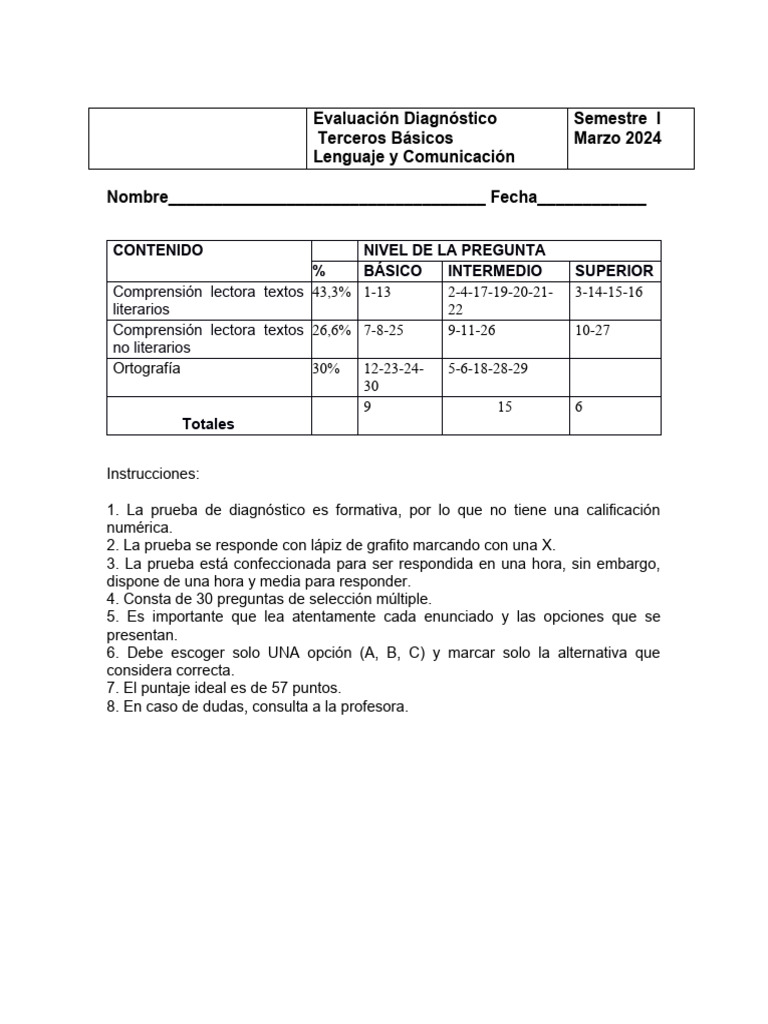 Evaluación Diagnóstica Lenguaje I | PDF | Enciclopedias