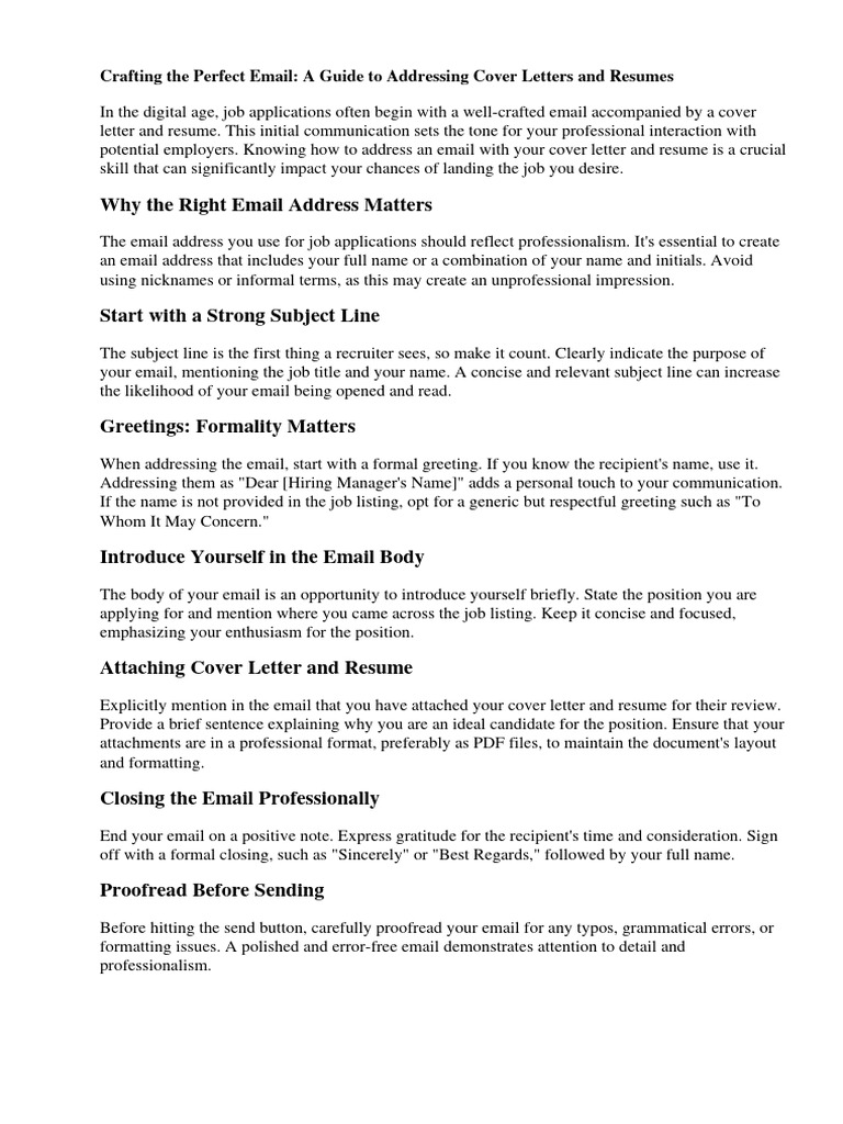 Emailing Cover Letters & Resumes Guide | PDF | Résumé | Recruitment