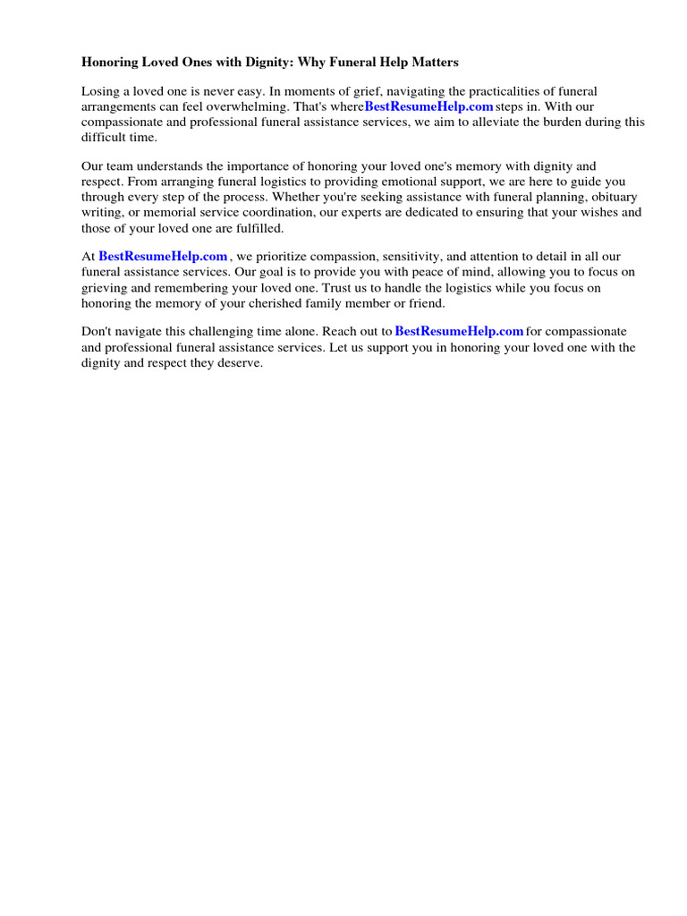 Funeral Home Cover Letter | PDF | Funeral | Grief