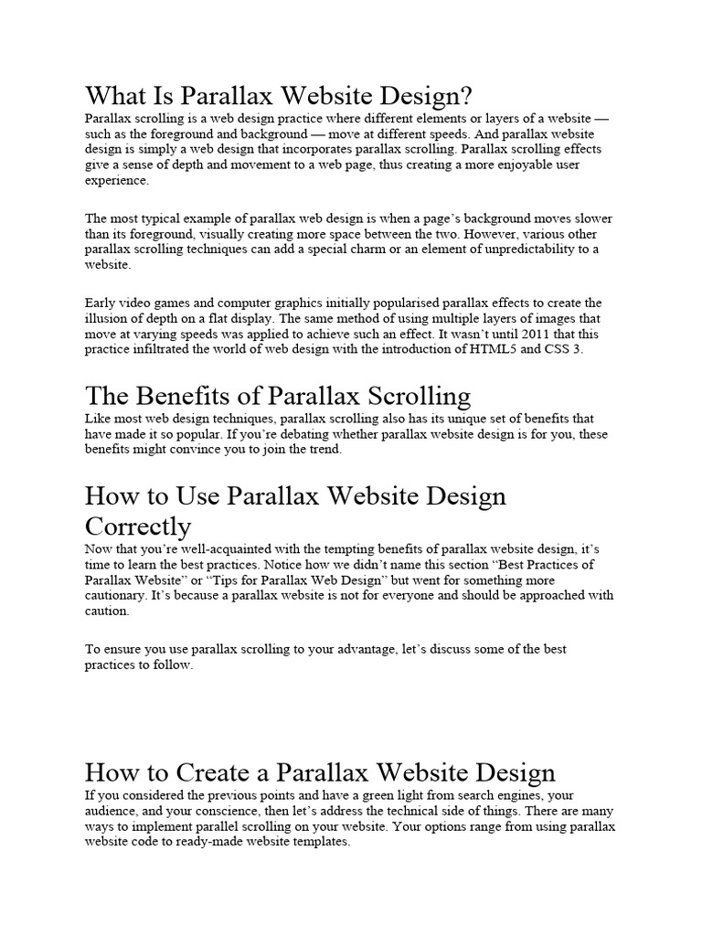 What Is Parallax Website Design | PDF | Web Design | Design