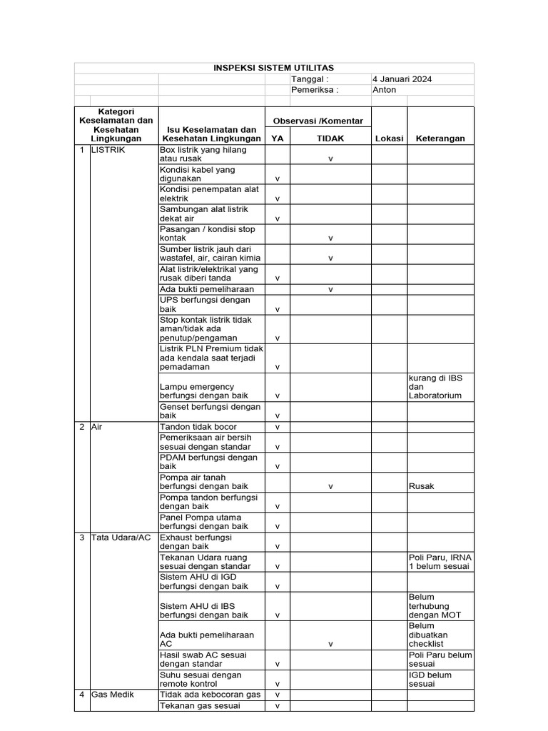INSPEKSI SISTEM UTILITAS | PDF