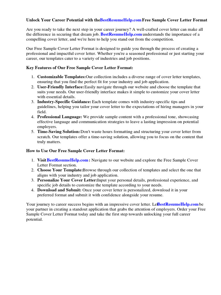 Free Sample Cover Letter Format | PDF | Résumé | File Format