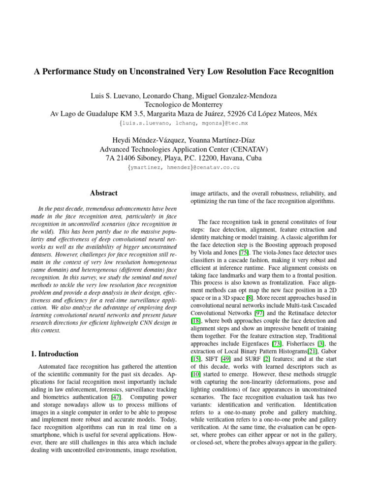 A Study On Efficiency and Accuracy On Unconstrained Very Low Resolution ...