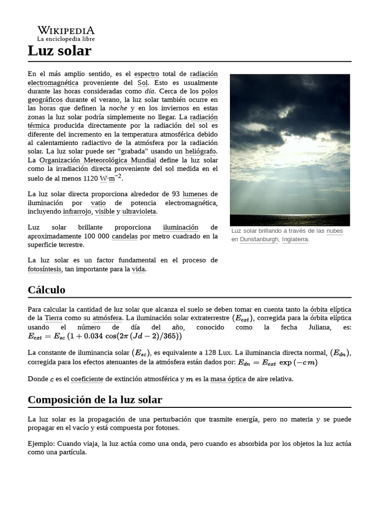 Luz Solar | PDF | Luz de sol | Radiación electromagnética