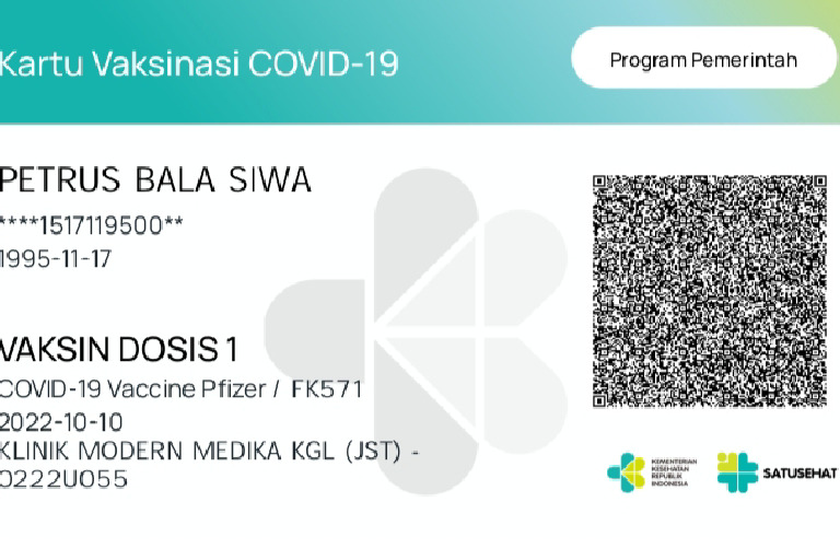 Sertifikat Vaksin Dosis 1 Pdf