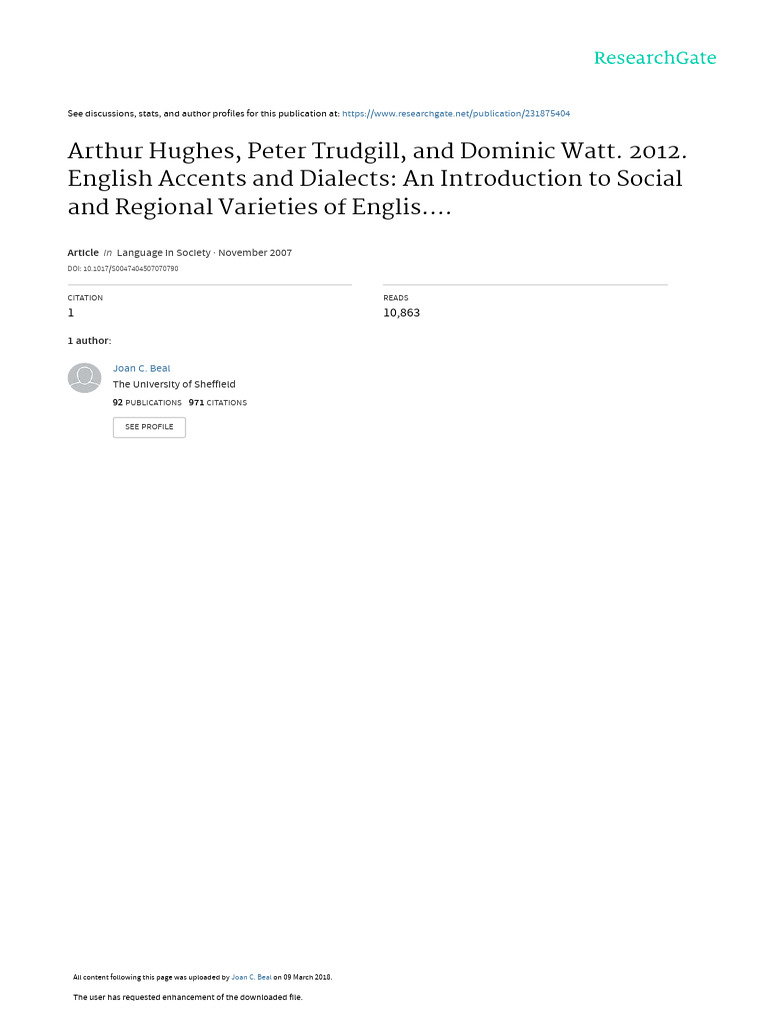 Arthur Hughes, Peter Trudgill, and Dominic Watt. 2012. English Accents ...