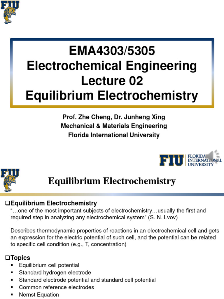 Equilibrium Electrochemistry Lecture | PDF | Electrochemistry | Redox
