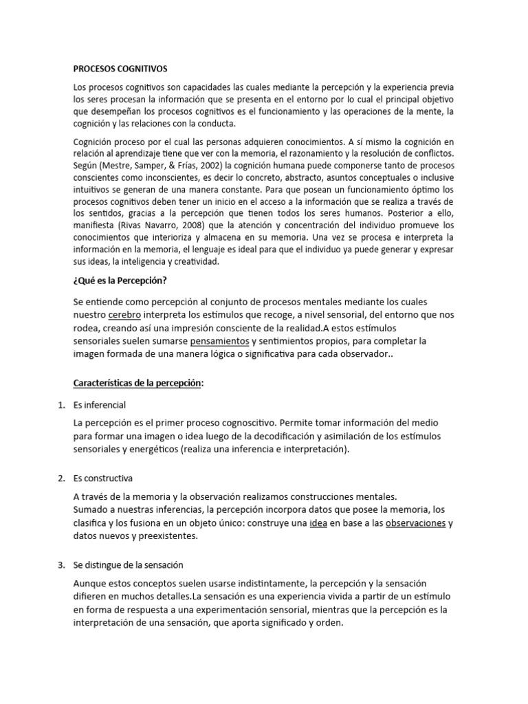 Procesos Cognitivos 2023 Descargar Gratis Pdf Atención Percepción