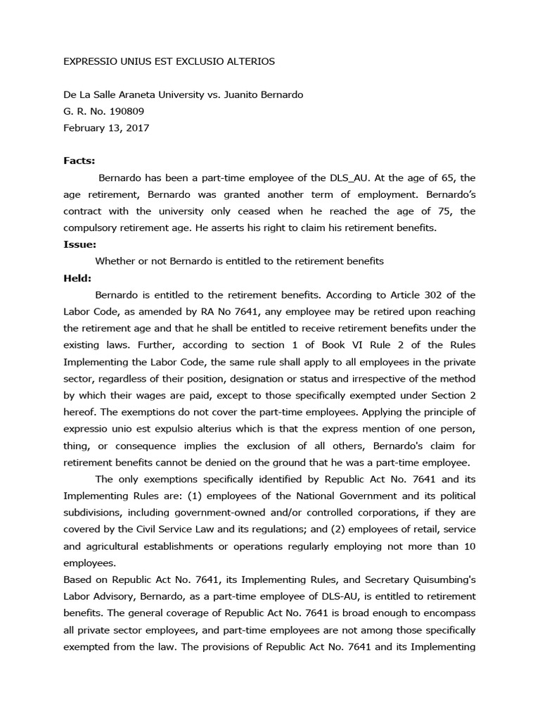Expressio Unius Est Exclusio Alterios | PDF | Statutory Interpretation ...