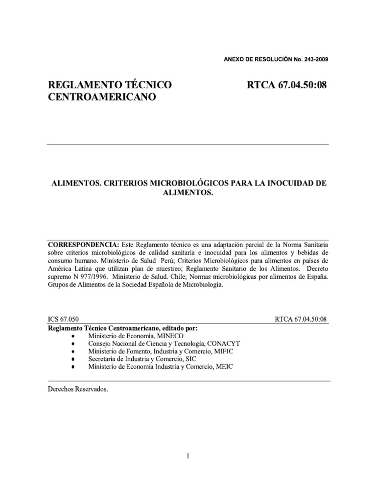 CRiterios Microbiologicos SICA | PDF
