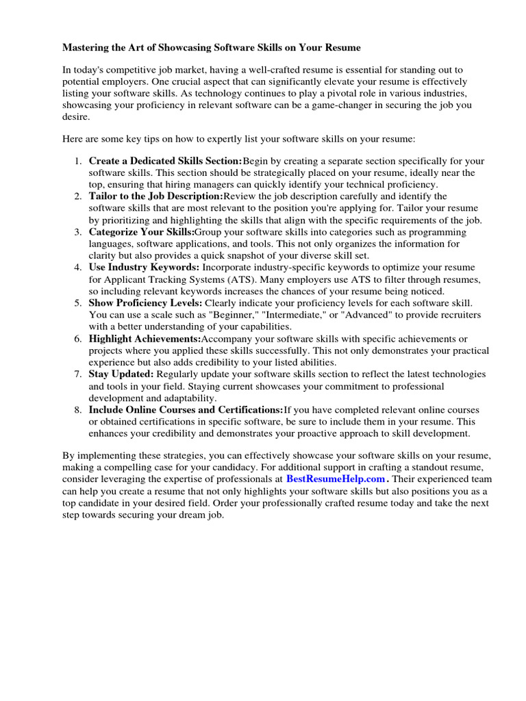 How To List Software Skills On Resume | PDF | Résumé | Software