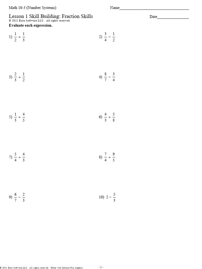 1.1 Fraction Skills | PDF