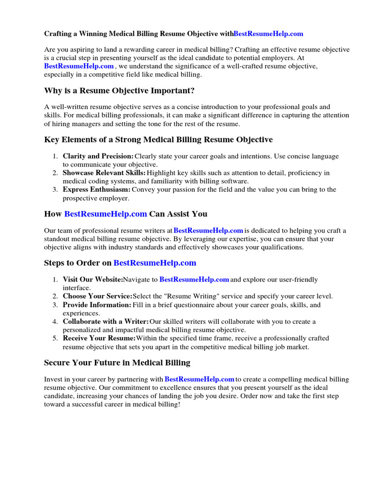 Medical Billing Resume Objective | PDF | Résumé