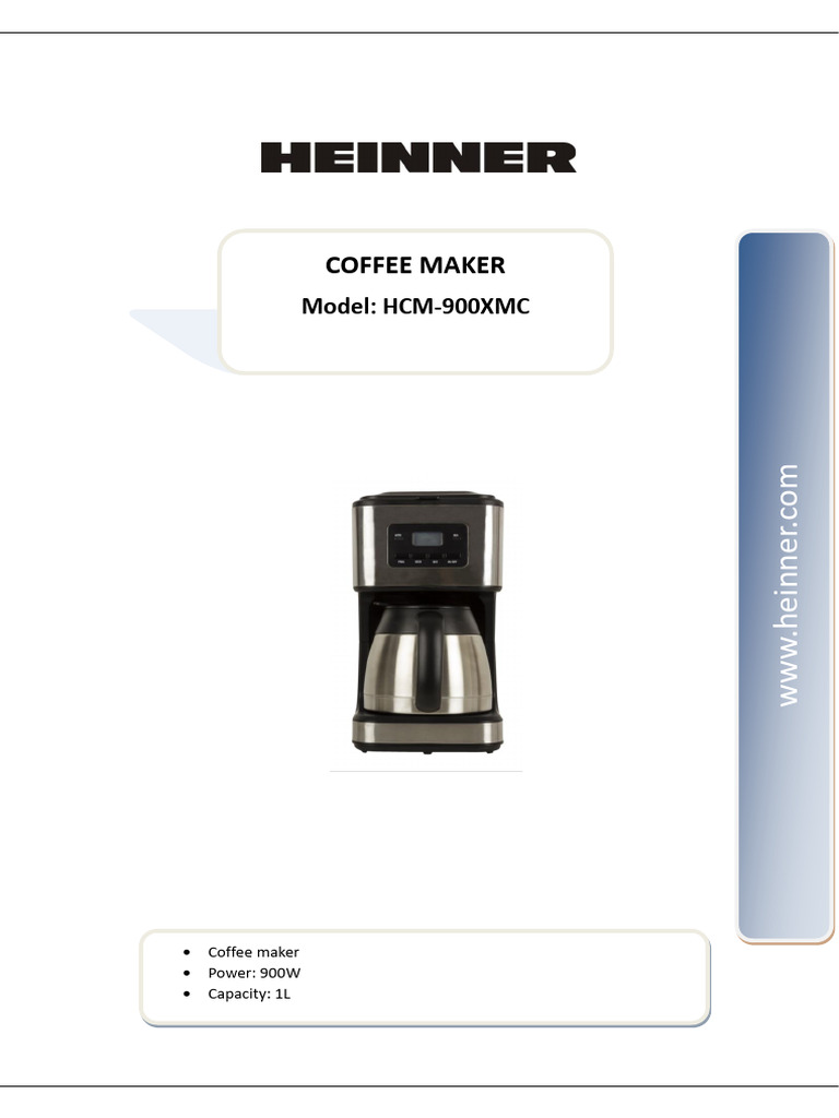 HCM-900XMC Coffee Maker Manual | PDF | Coffee