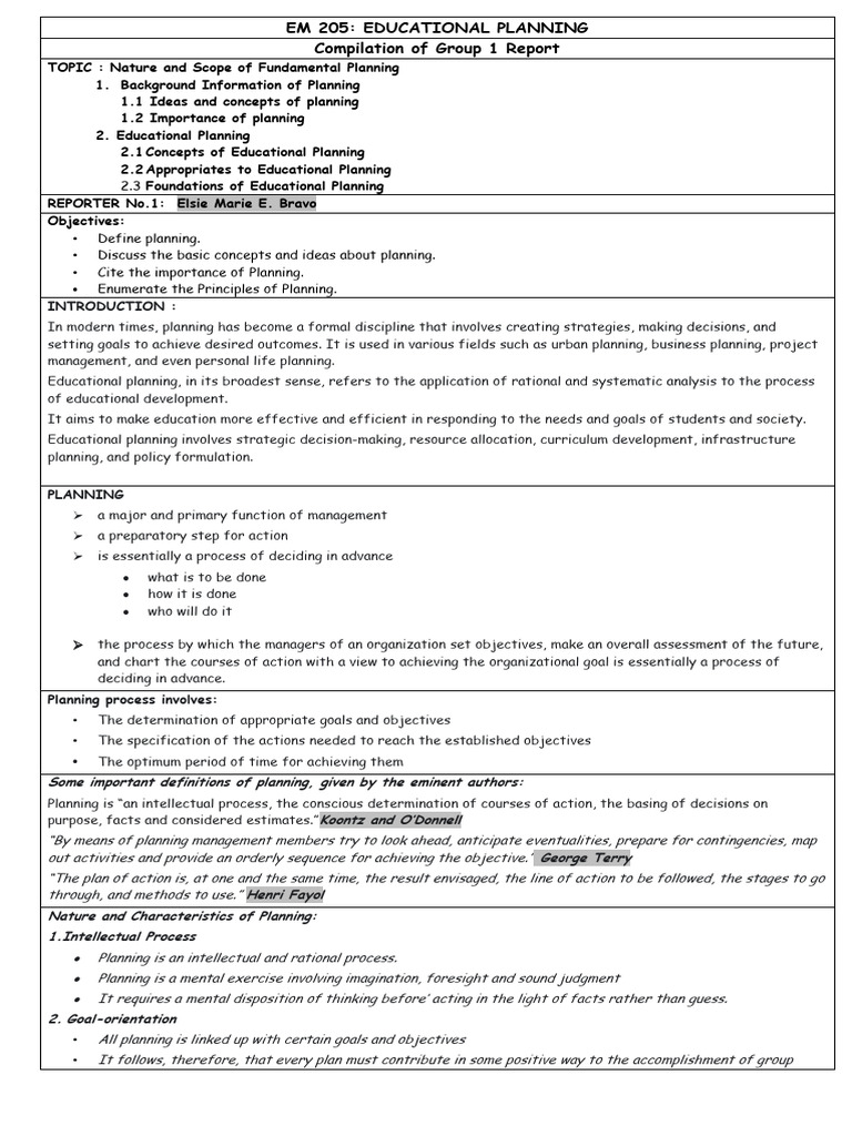 Educational Planning Concepts Importance Pdf Goal Policy