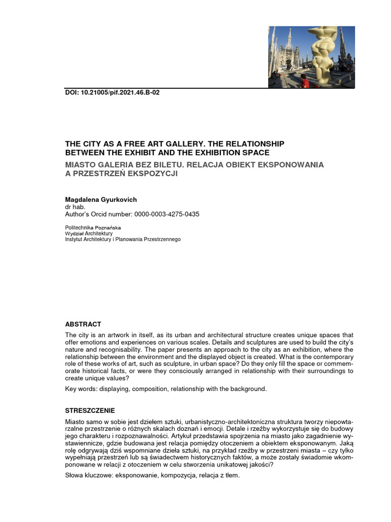 The City As A Free Art Gallery The Relat | PDF