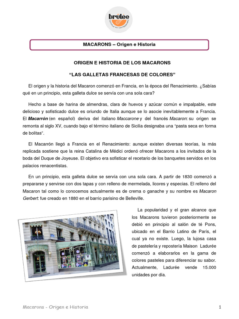 Origen e Historia de los Macarons | PDF | Macarrón | Alimentos