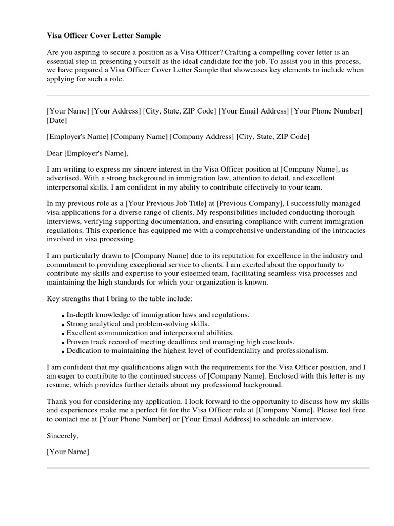 Visa Officer Cover Letter Sample | Download Free PDF | Travel Visa ...