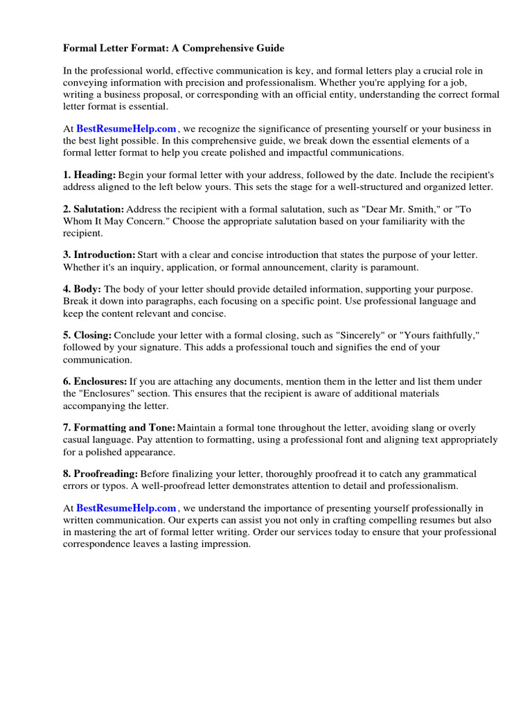 Formal Letter Format in French | PDF | Communication