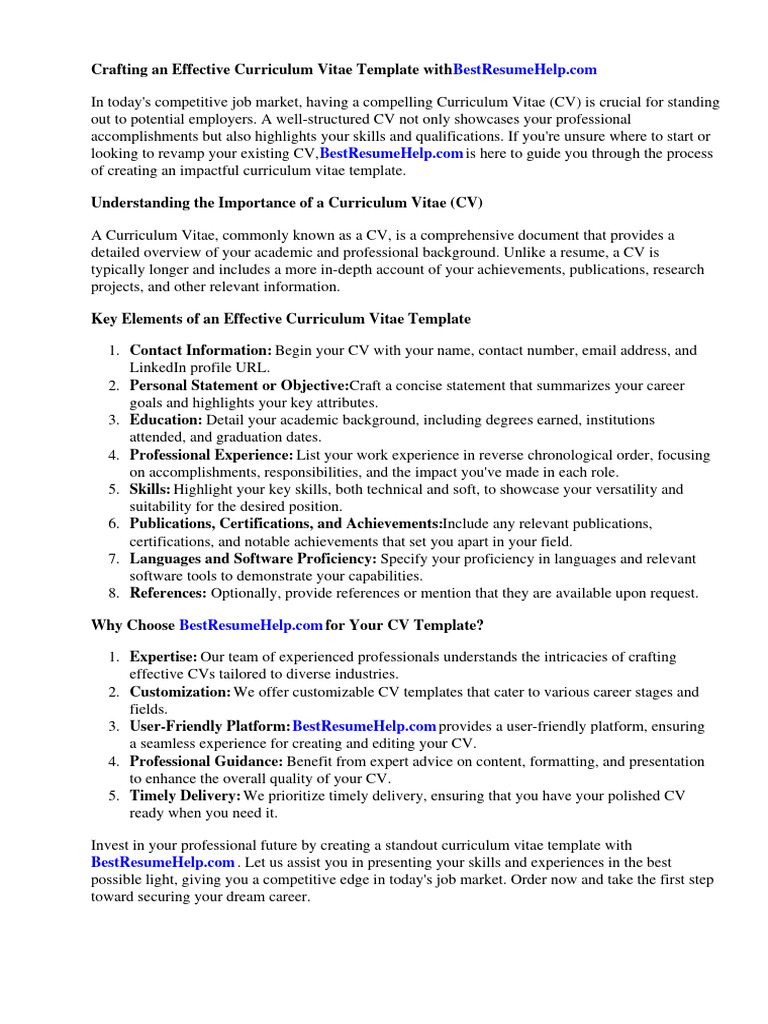 How To Make A Curriculum Vitae Template | PDF | Résumé | Computing