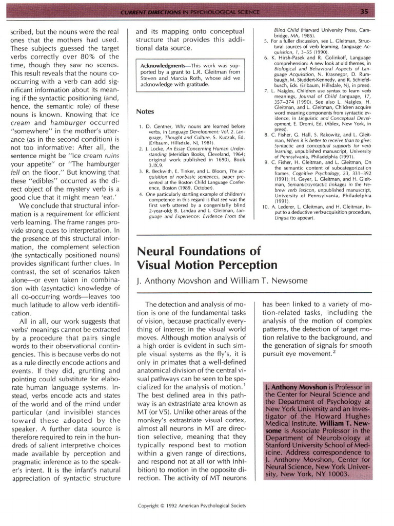 movshon1992_Neural fondation of visual motion perception (2) | PDF | Stimulus (Physiology ...