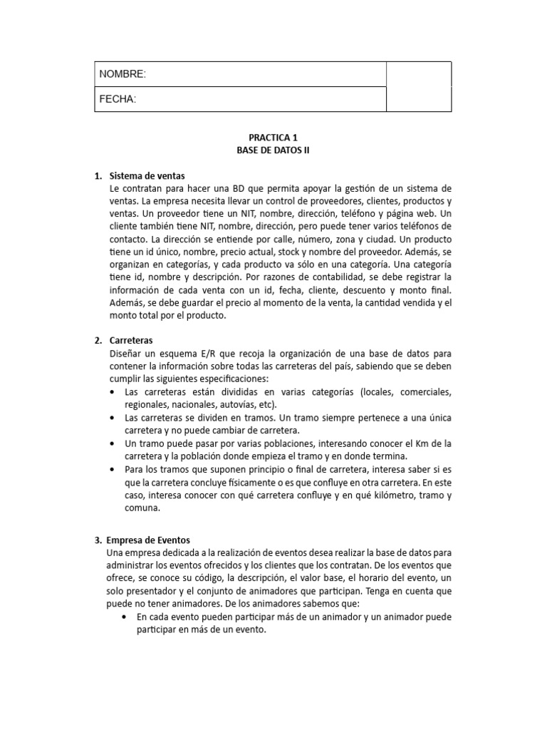 Practica 1 Bdii | PDF | Informática | Business